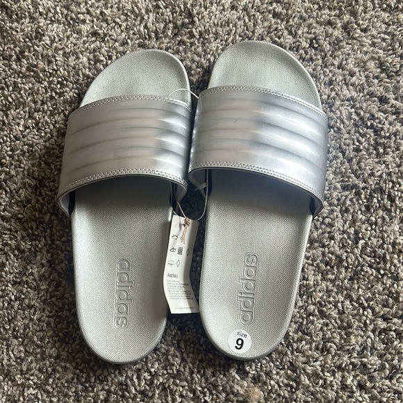 adidas | Shoes | Silvergrey Adidas Slides Mens Size 9 | Poshmark